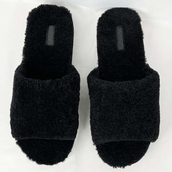 Vince | Shoes | Vince Black Teddy New Zealand Dyed Lamb Fur Cozy Slides ...